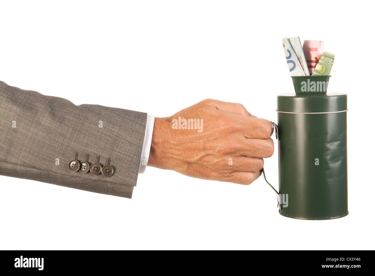 Collecting box with euro currency isolated over white background Stock ...