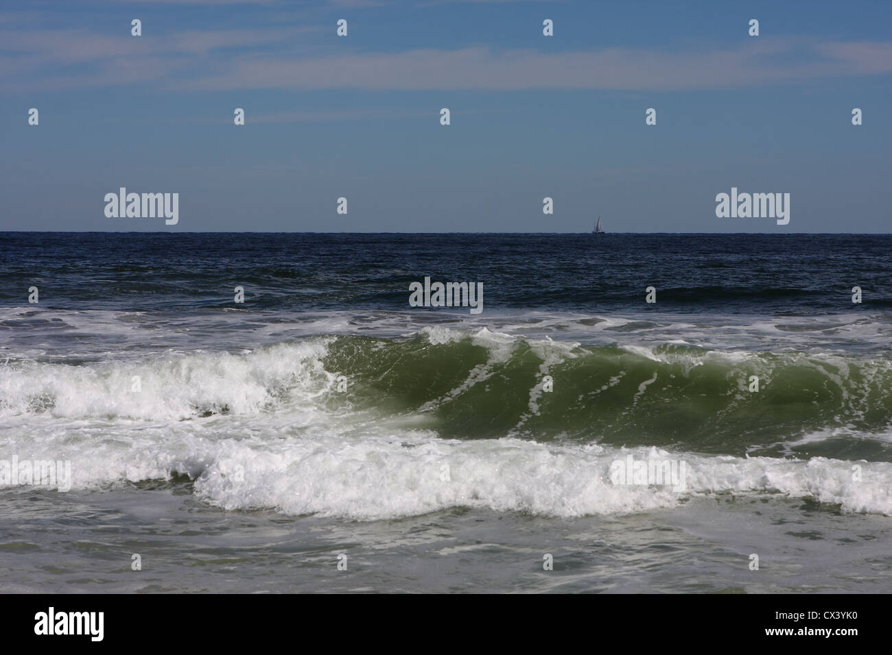 Atlantic Ocean seascape with the surf in the foreground and the ...