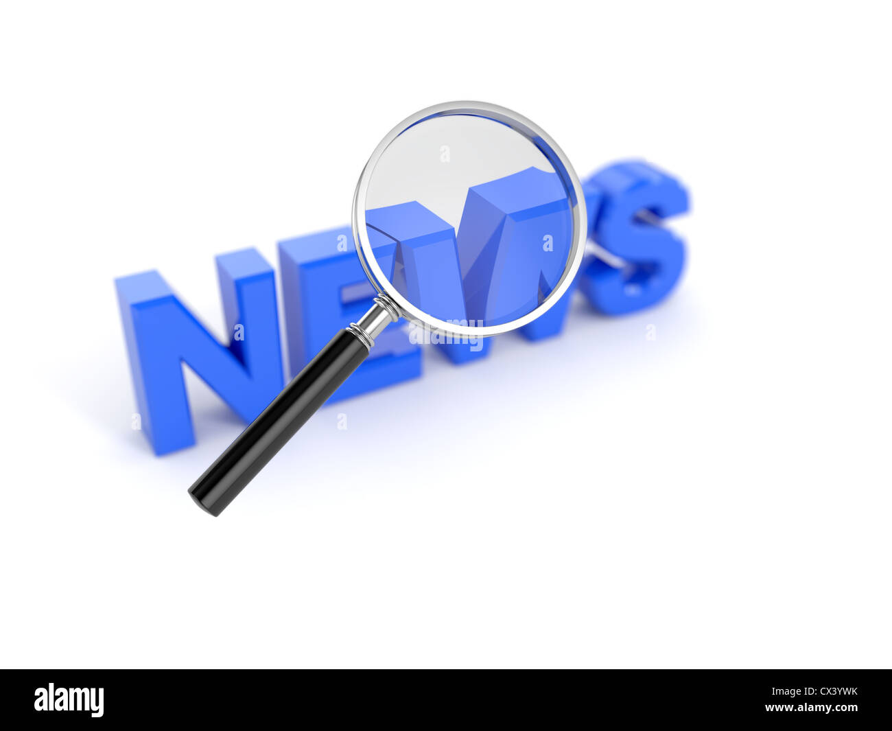 3d render of news concept with magnifying glass Stock Photo - Alamy