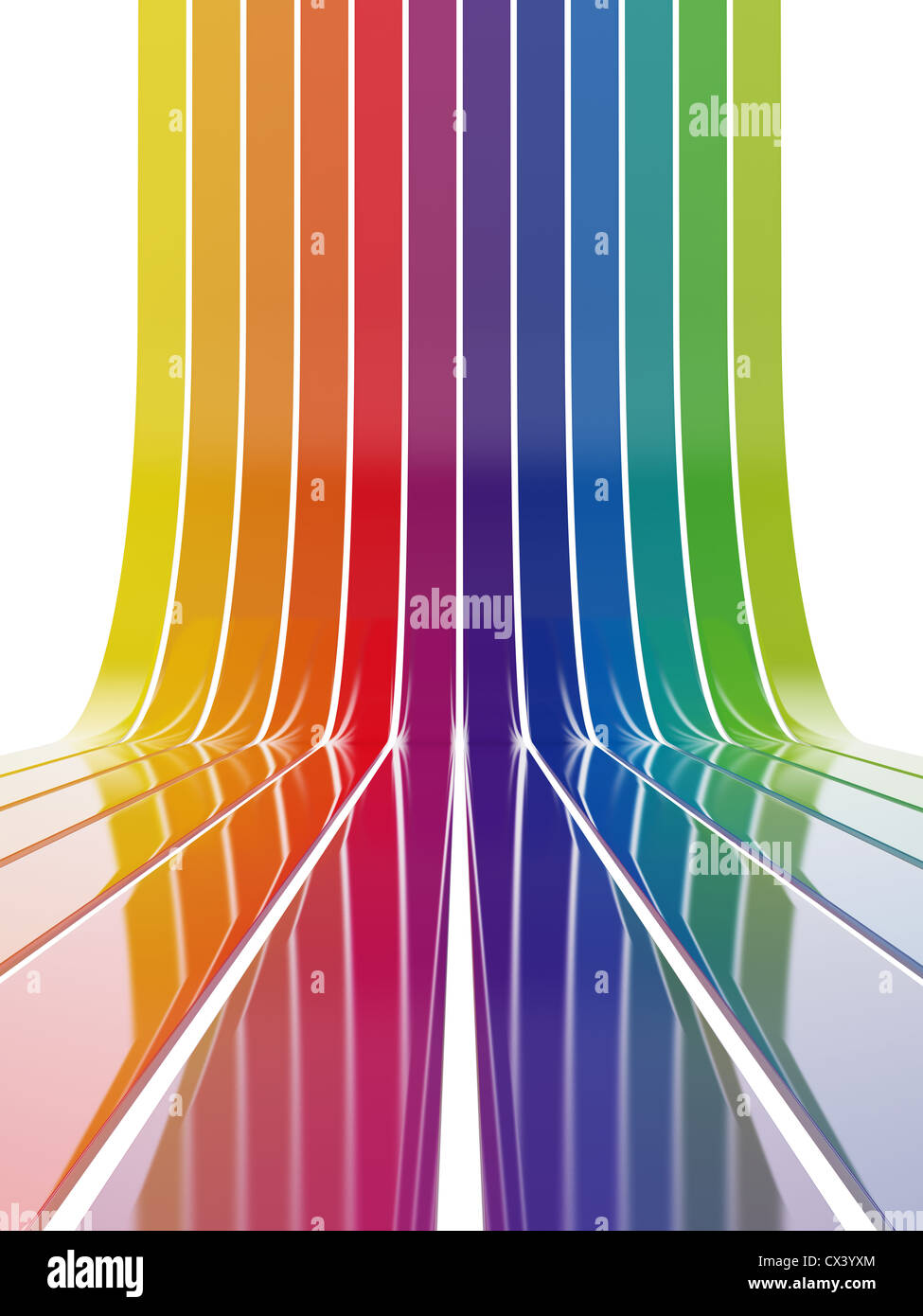 3d illustration of colorful lines going up isolated on white background ...