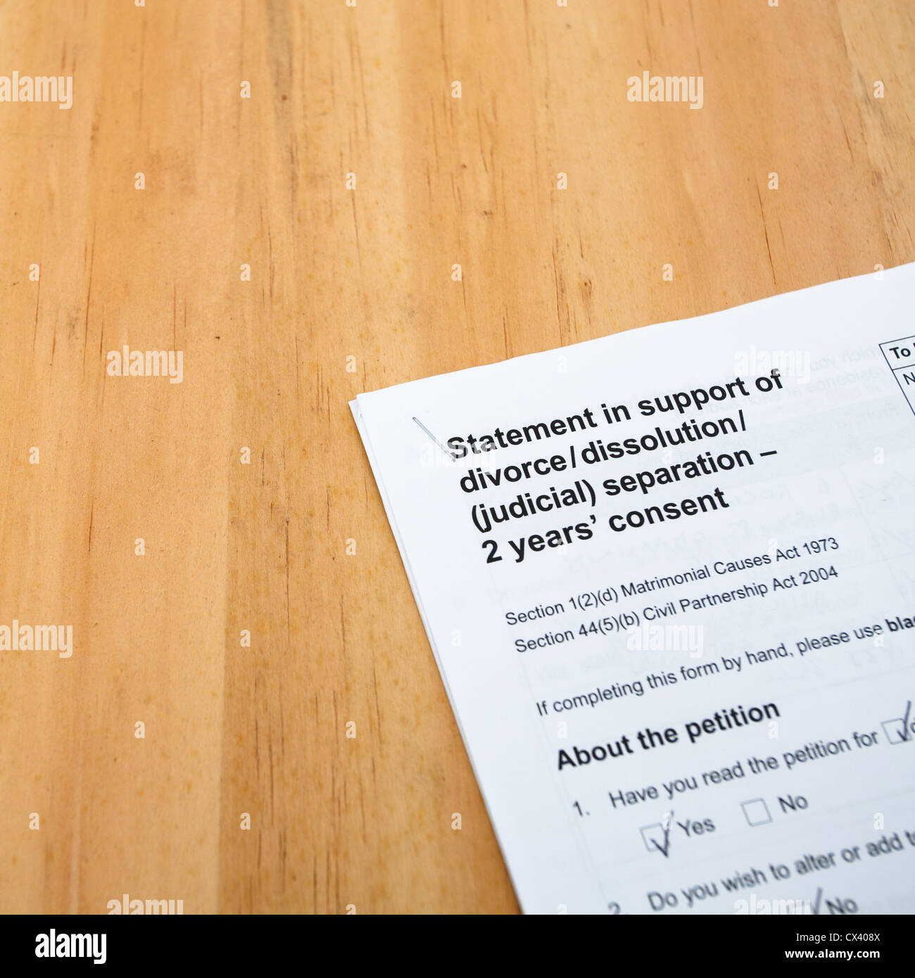 Divorce paperwork, UK Stock Photo - Alamy