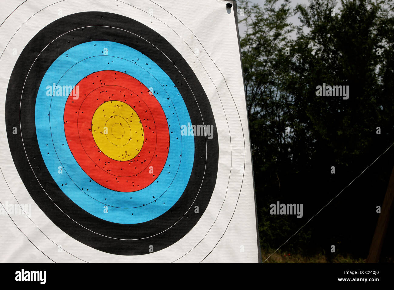 Used archery target set on position on archery range Stock Photo - Alamy