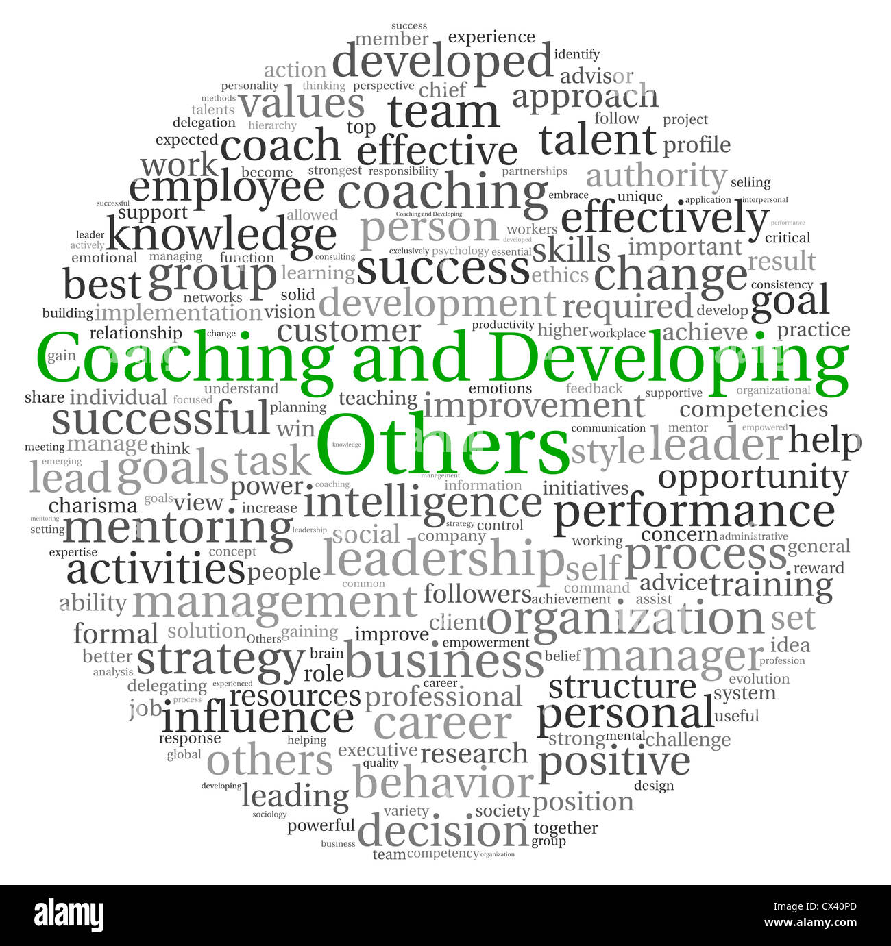 Coaching and Developing Others concept in word tag cloud on white ...