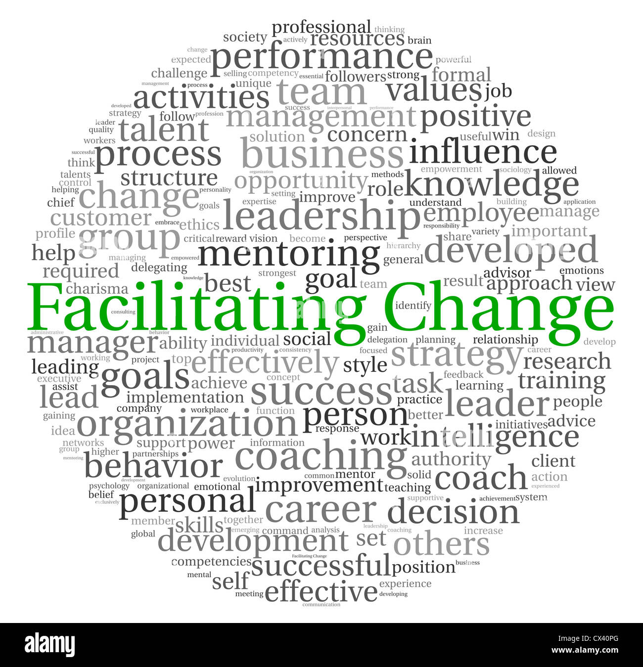 Facilitating Change concept in word tag cloud on white background Stock ...