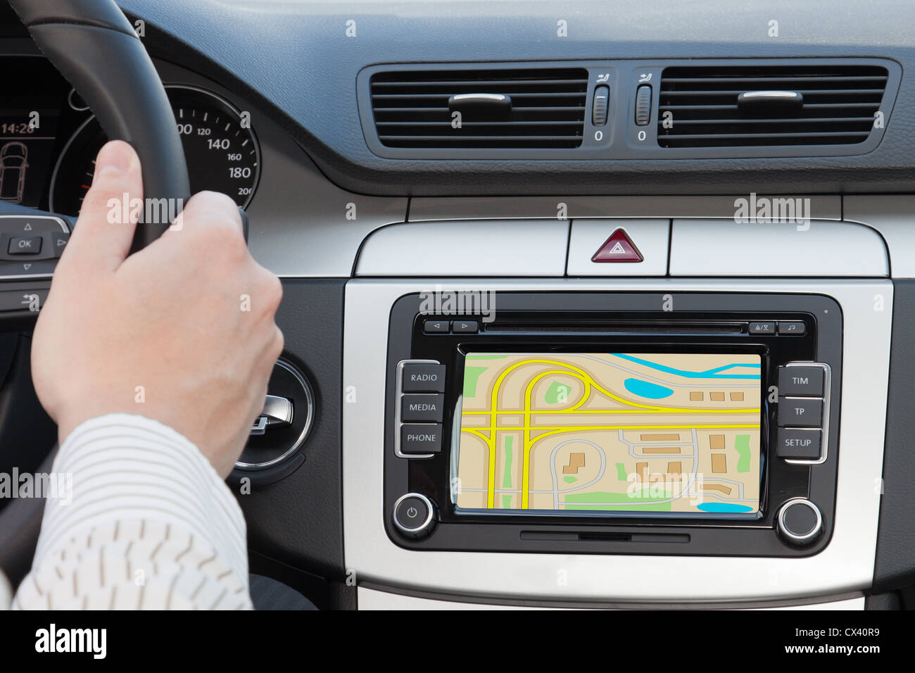 GPS navagation in interior of luxury car Stock Photo - Alamy