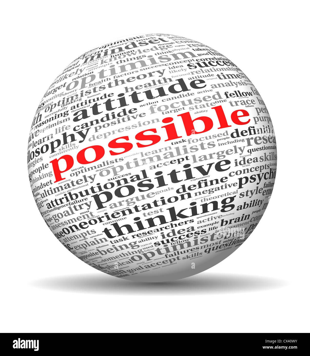 Possible concept in word tag cloud of 3d sphere shape Stock Photo - Alamy