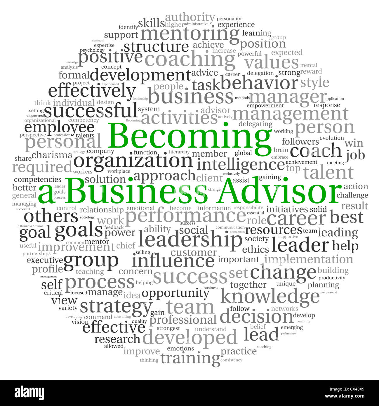 Becoming a Business Advisor concept in word tag cloud on white ...