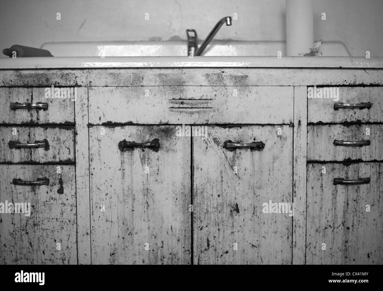 A house which has sat vacant for 20 years shows signs of neglect Stock ...