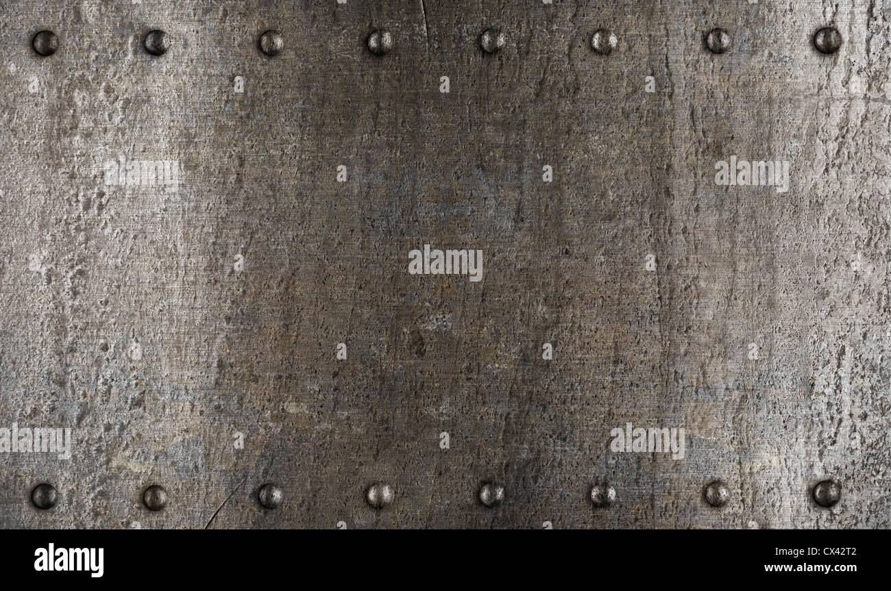 Metal plate or armour texture with rivets Stock Photo - Alamy