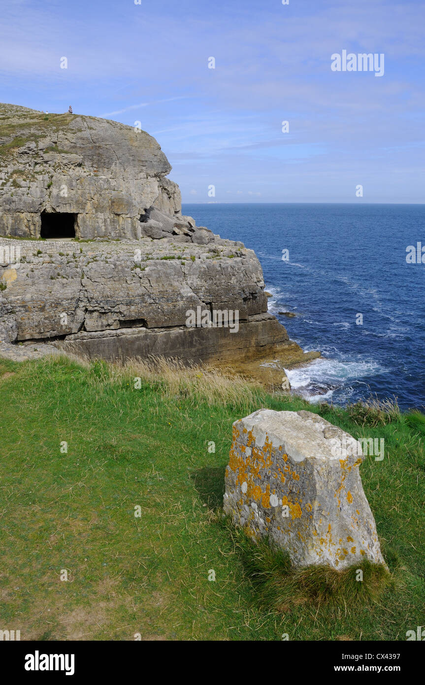 Tilly Whim caves at Durlston Head on the Dorset coast Stock Photo - Alamy