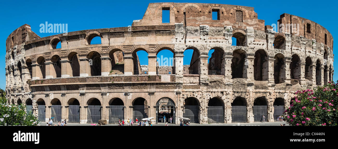Panorama of the rear view / exit of the Roman Colosseum (or Coliseum ...