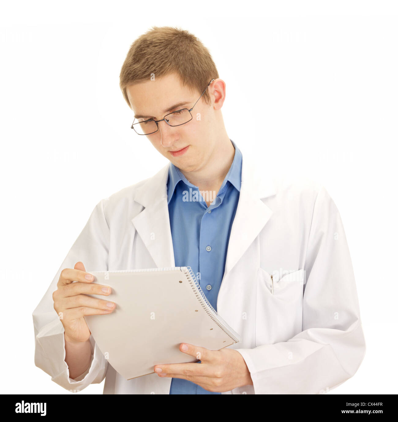 A young medical doctor with information about a patient Stock Photo - Alamy