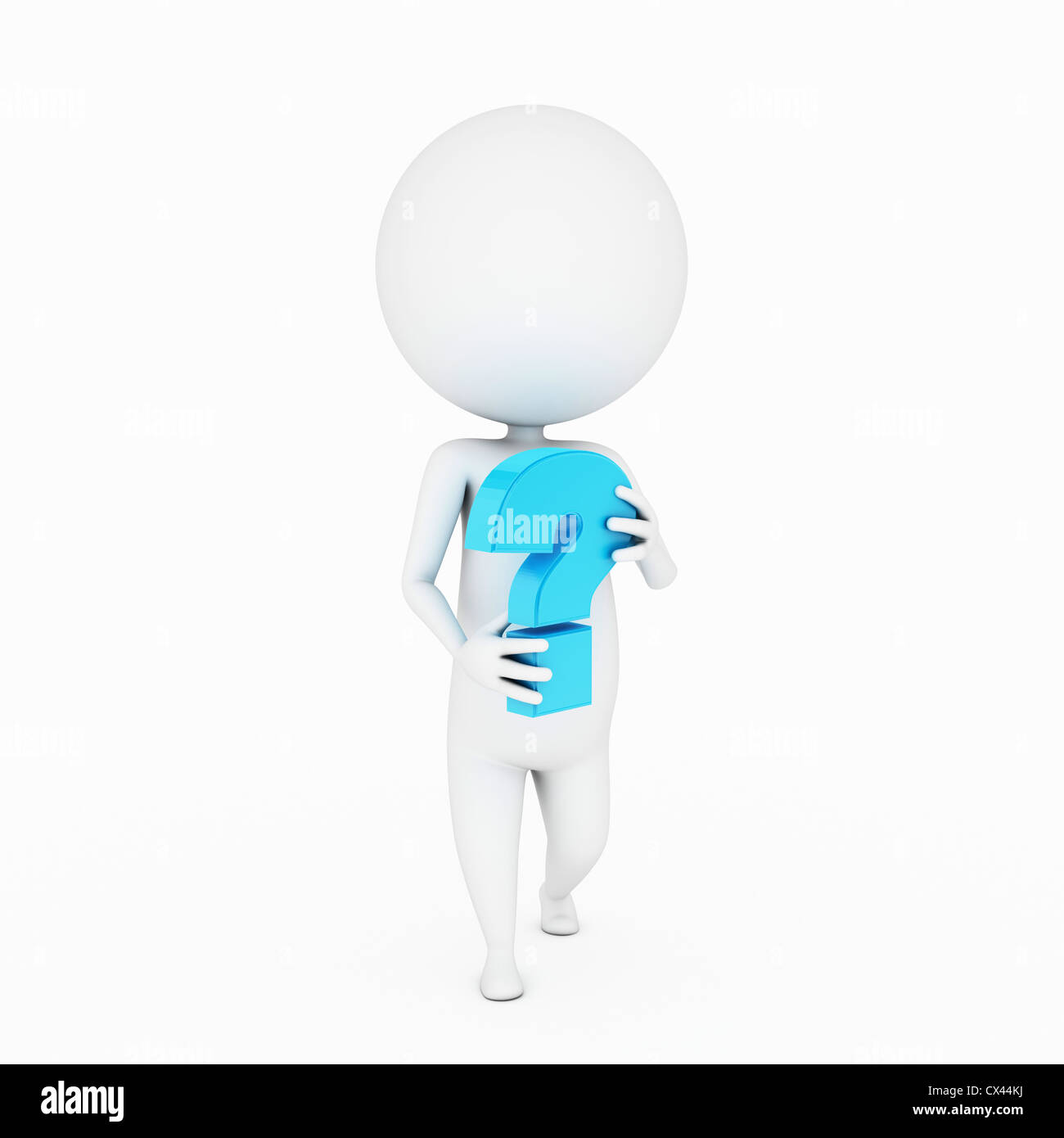 a 3d rendered illustration of a small guy with a question mark Stock ...