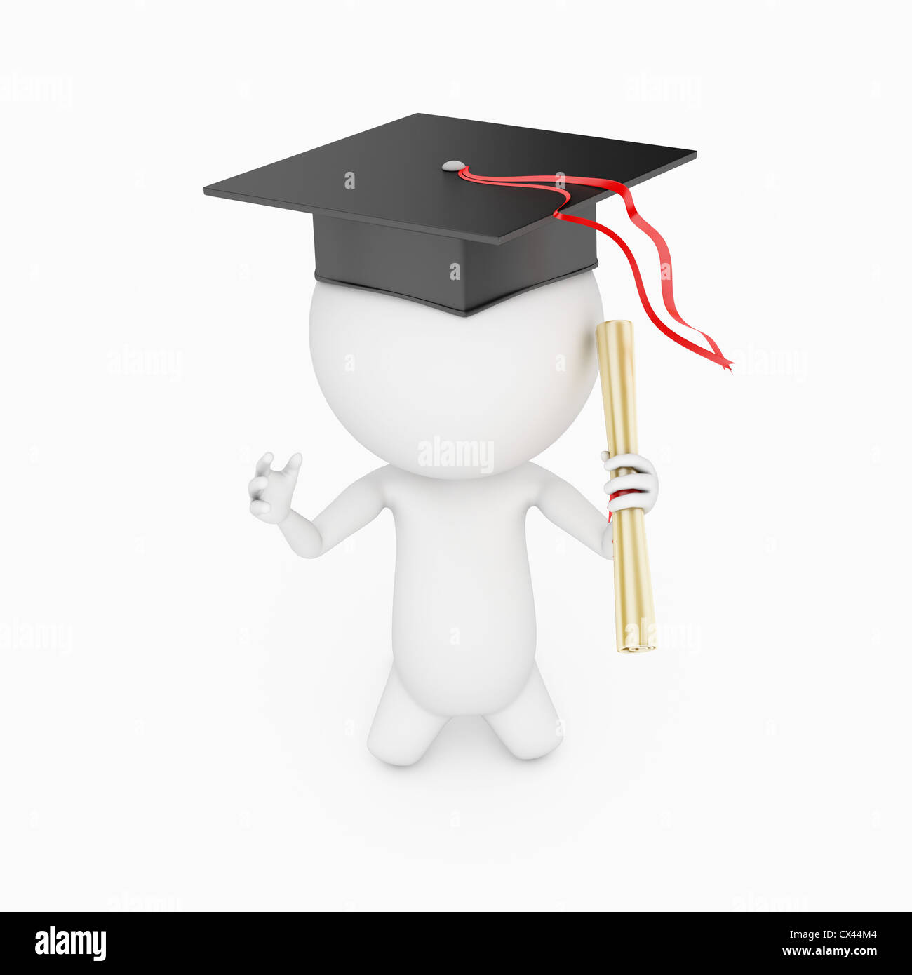a 3d rendered illustration of a small guy who just graduated Stock ...