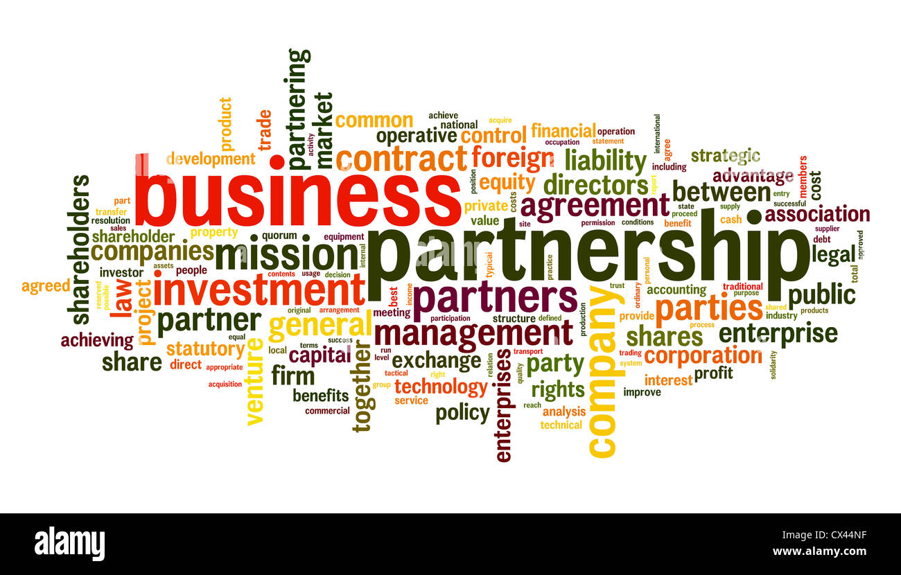 Business partnership concept in tag cloud on white Stock Photo - Alamy