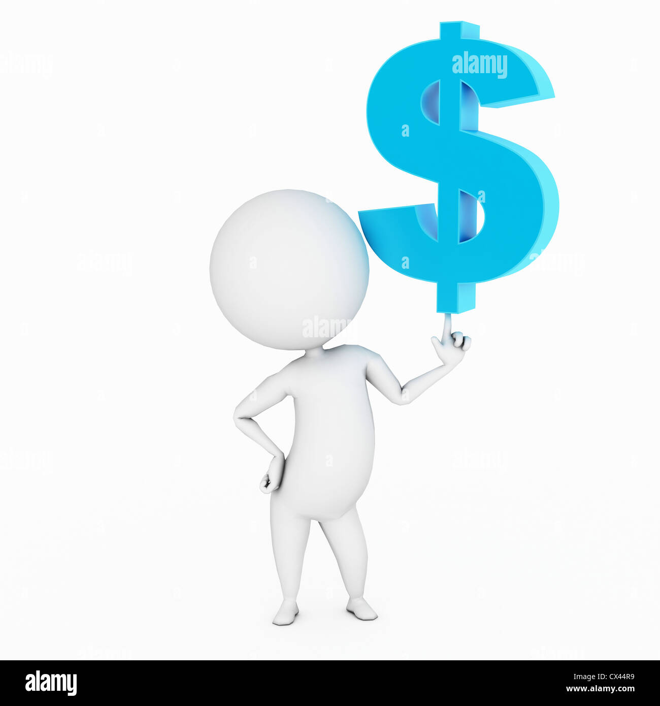 a 3d rendered illustration of a small guy and a dollar sign Stock Photo ...