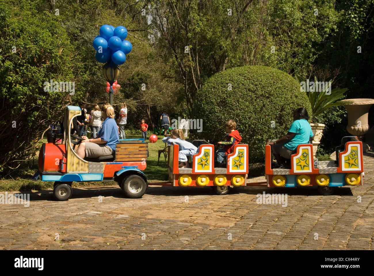 Children's party with train ride Stock Photo - Alamy
