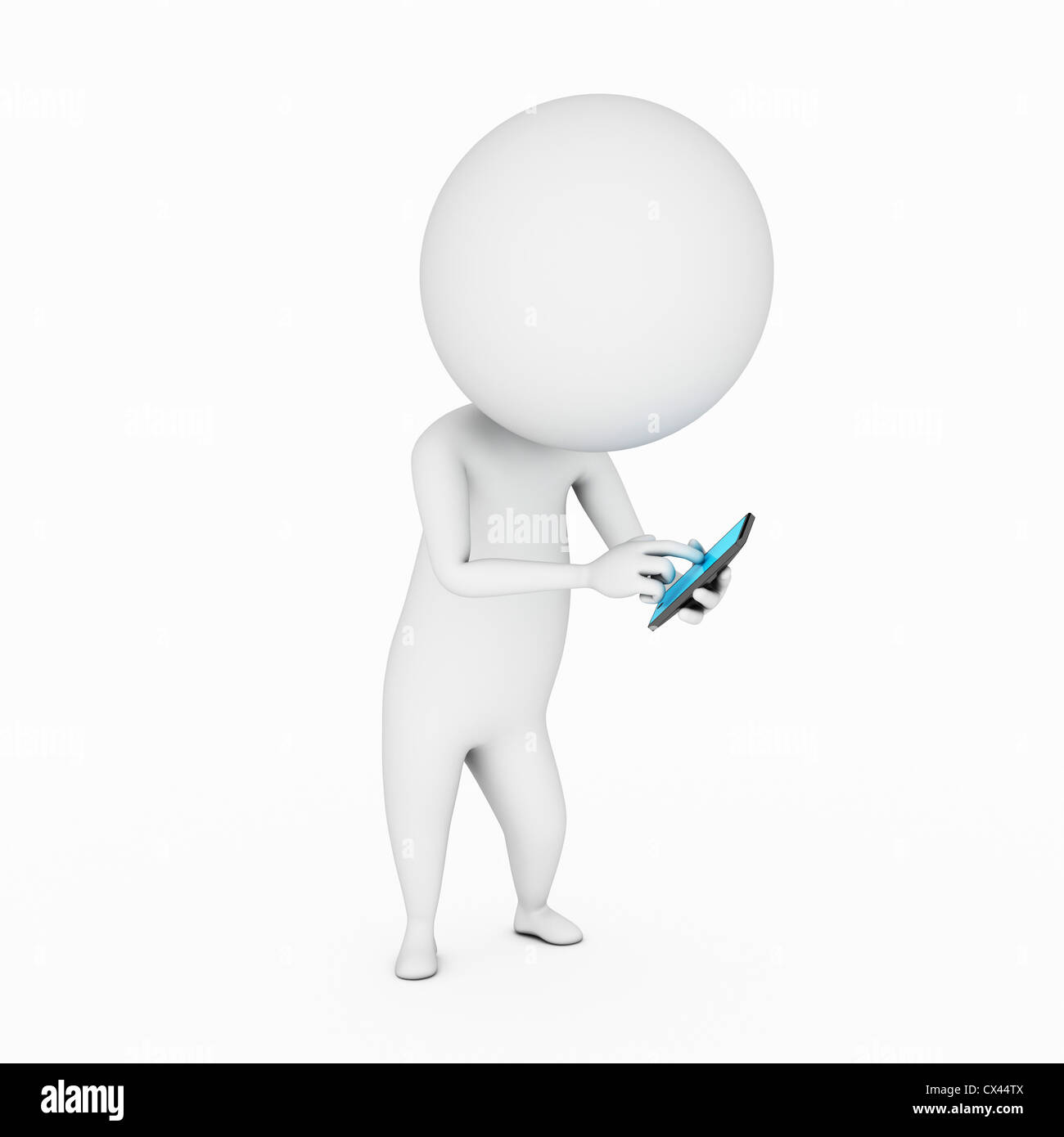 a 3d rendered illustration of a small guy with his touch phone Stock ...