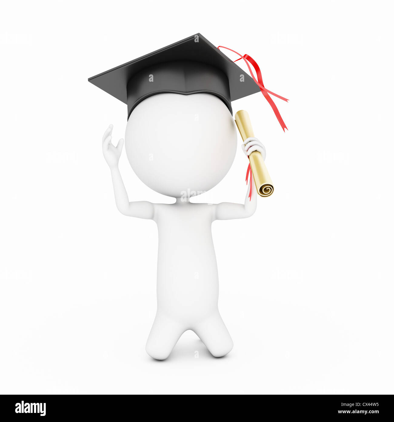 3d rendered little guy with graduation hat Stock Photo - Alamy