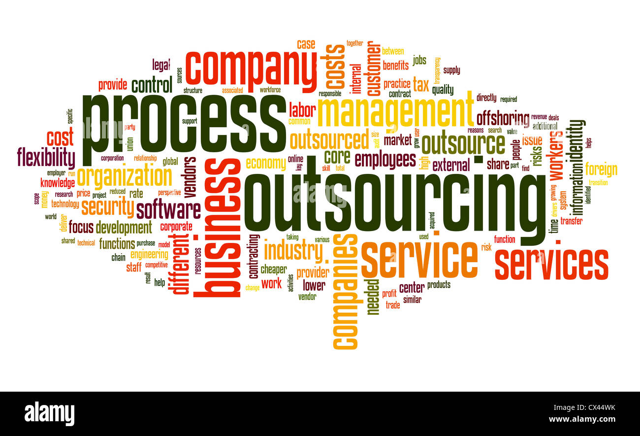 Process outsourcing concept in word tag cloud on white background Stock ...