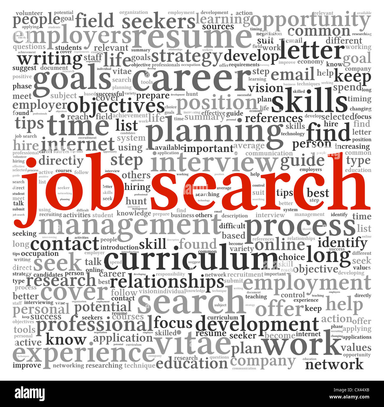 Job search concept in word tag cloud on white background Stock Photo ...