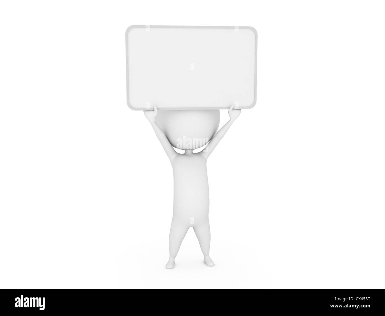 3d rendered little guy with a blank sign Stock Photo - Alamy