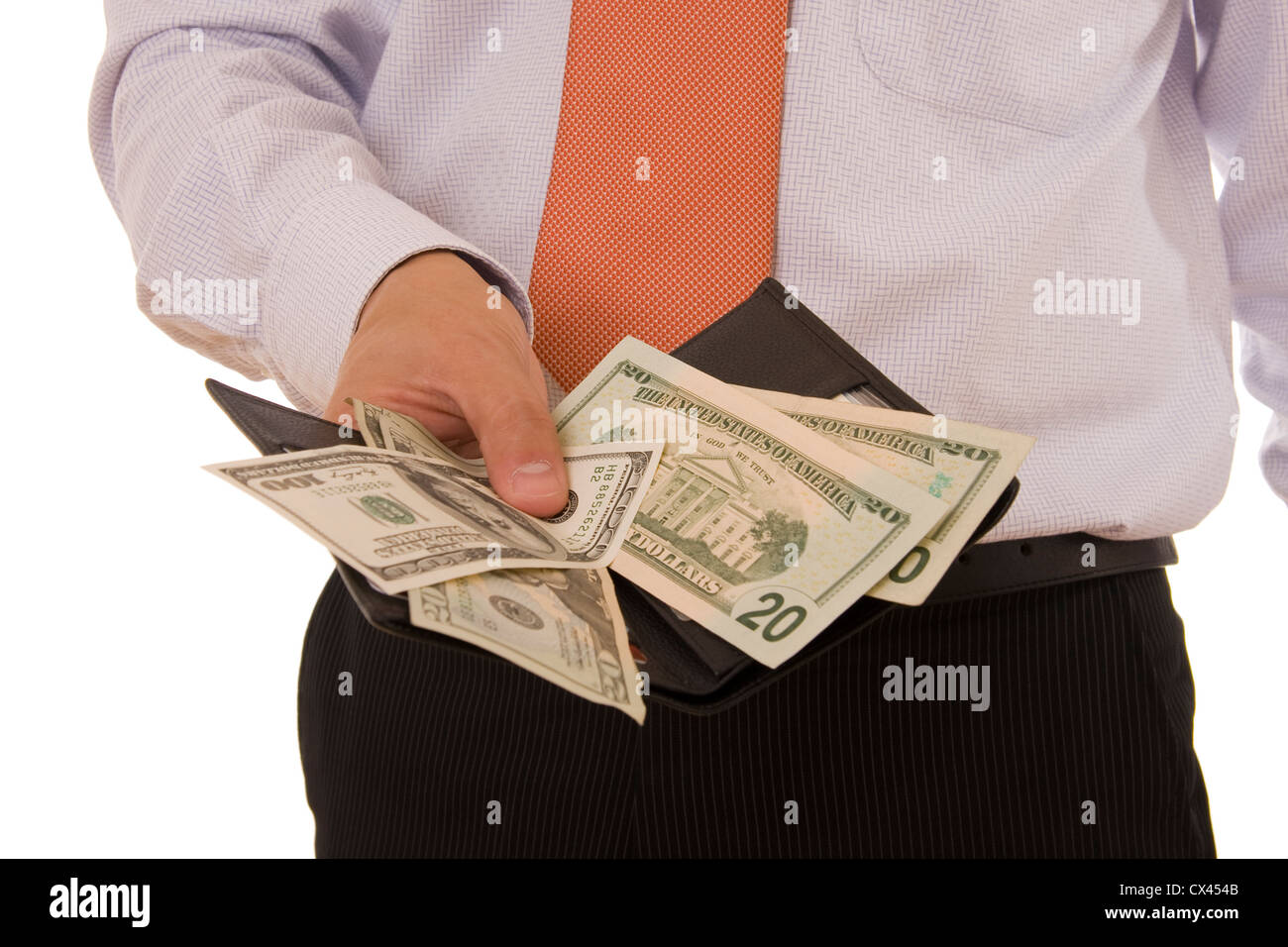 Successful business man showing money on his wallet Stock Photo - Alamy