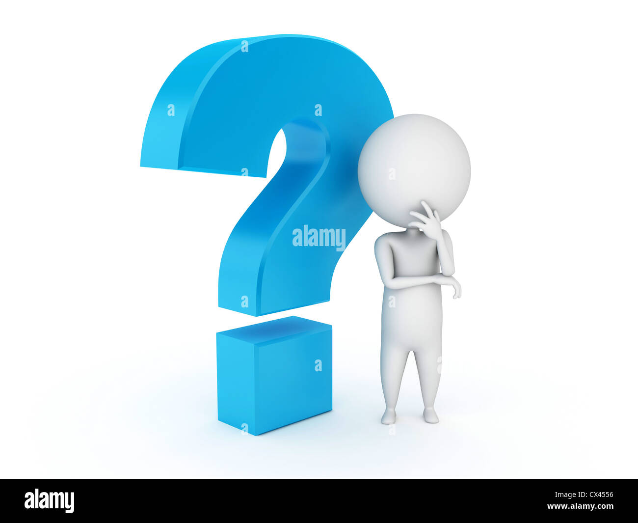 a 3d rendered illustration of a small guy and a question mark Stock ...