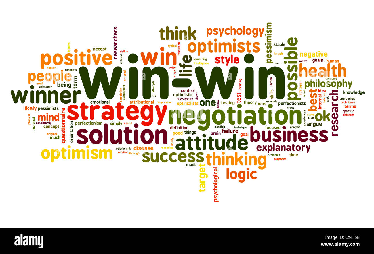 Win-win solution concept in word tag cloud on white background Stock ...