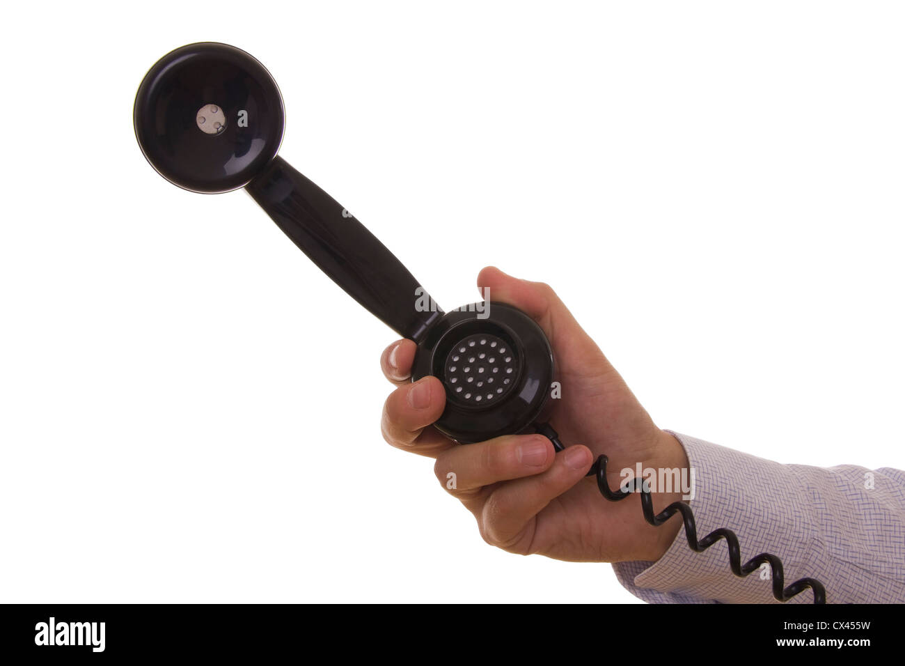 Hand holding vintage black telephone hi-res stock photography and ...