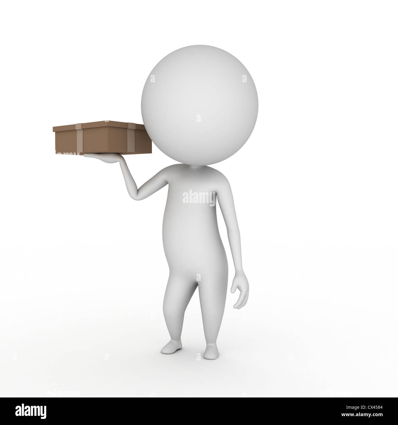 3d rendered illustration of a little guy with a package Stock Photo - Alamy