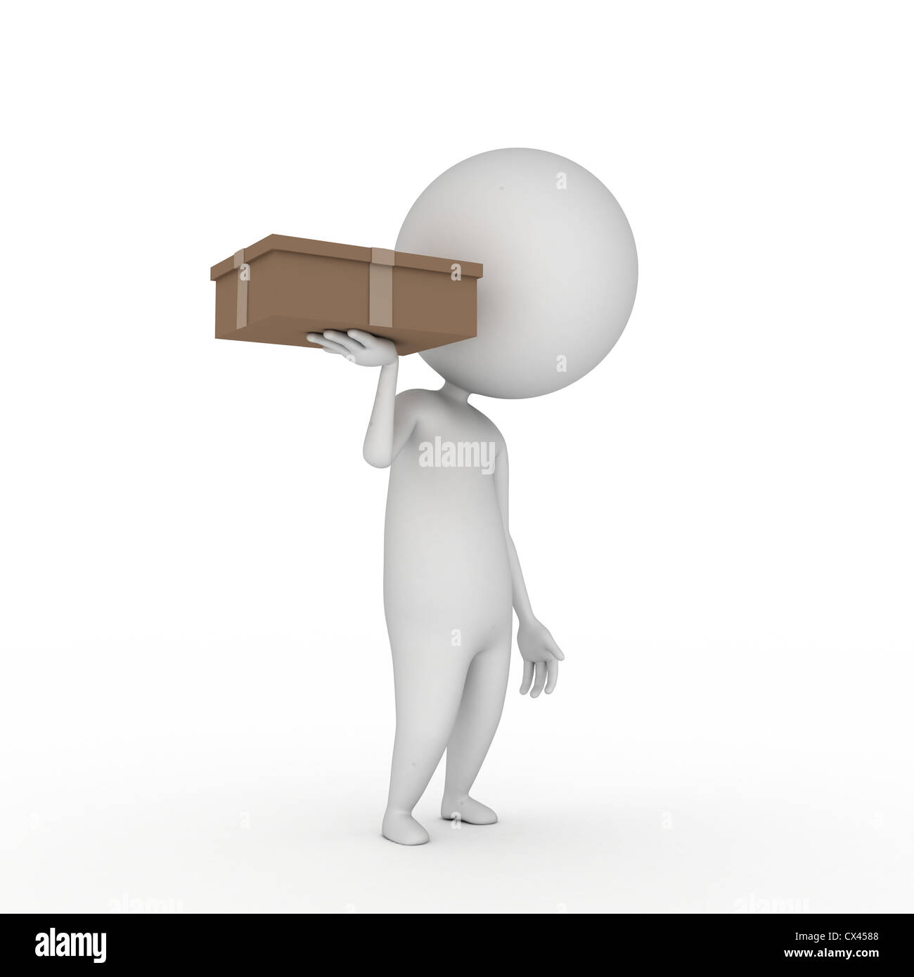3d rendered illustration of a little guy with a package Stock Photo - Alamy