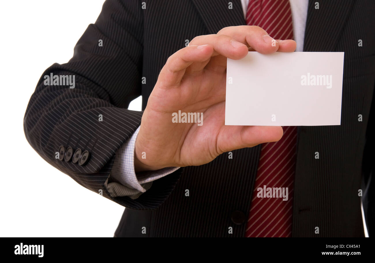 A business man showing a blank visiting card Stock Photo - Alamy