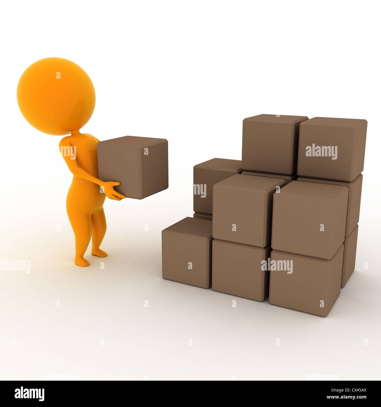 3d rendered illustration of a little guy with some packages Stock Photo ...