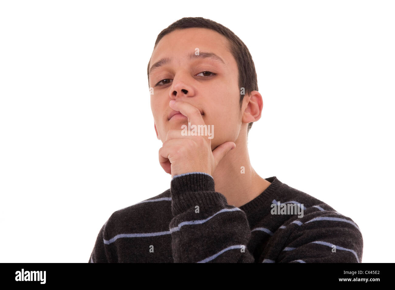 Portrait of young pensive man Stock Photo - Alamy Portrait of young pensive man Stock Photo - Alamy