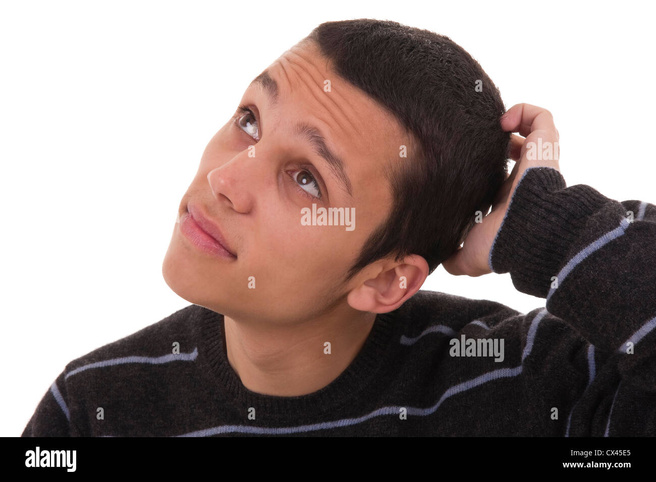Portrait of young pensive man Stock Photo - Alamy Portrait of young pensive man Stock Photo - Alamy