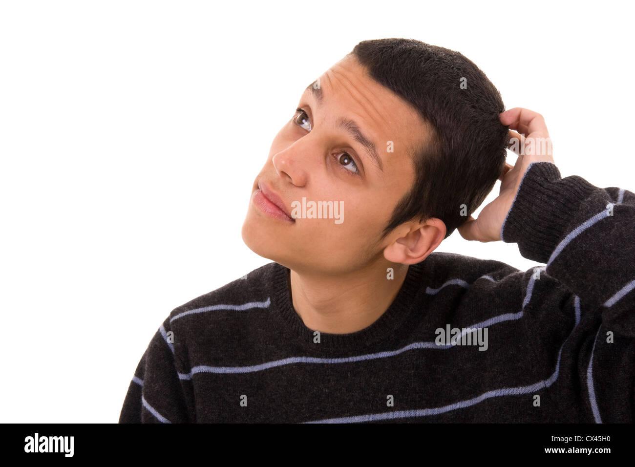 Portrait of young pensive man Stock Photo - Alamy Portrait of young pensive man Stock Photo - Alamy