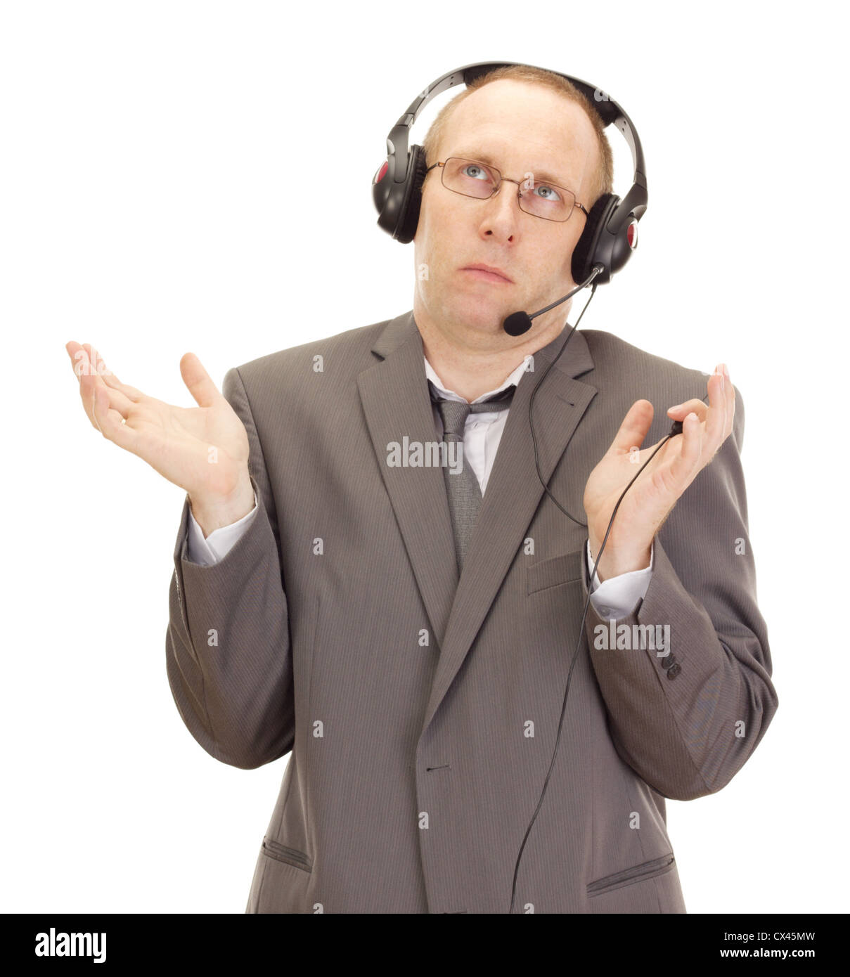 Business person with head set Stock Photo - Alamy