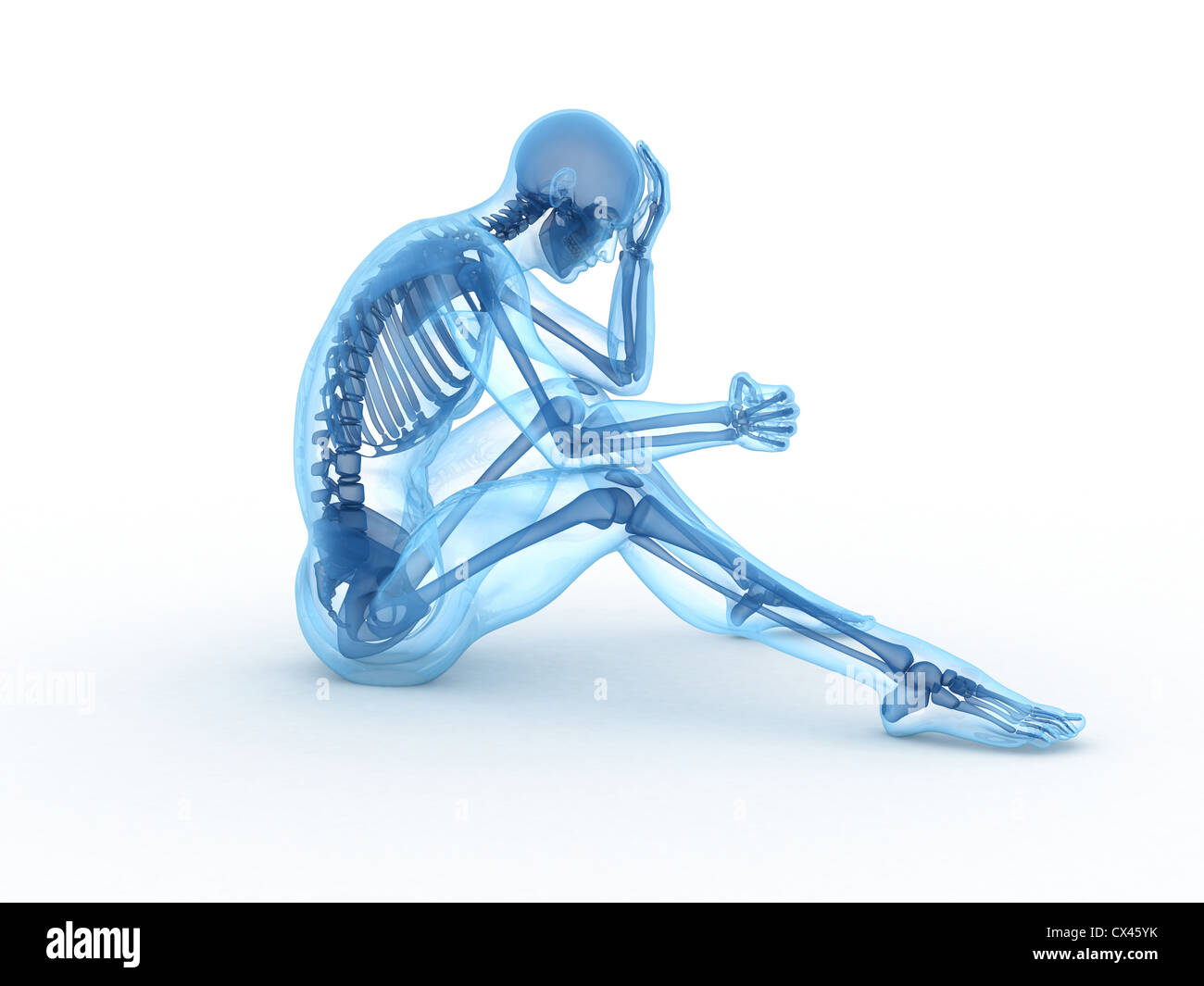 3d rendered illustration of a sitting male with visible bones Stock ...