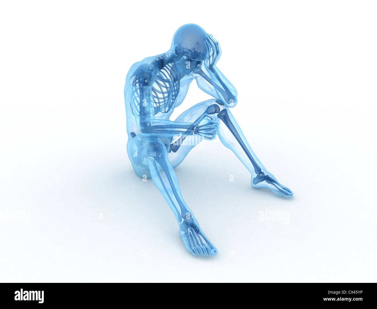 3d rendered illustration of a sitting male with visible bones Stock ...
