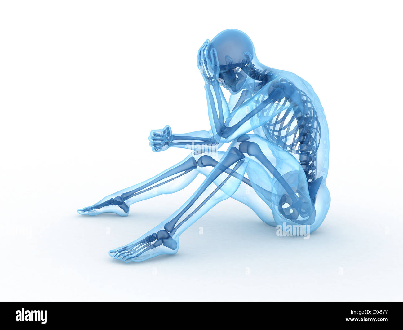 3d rendered illustration of a sitting male with visible bones Stock ...