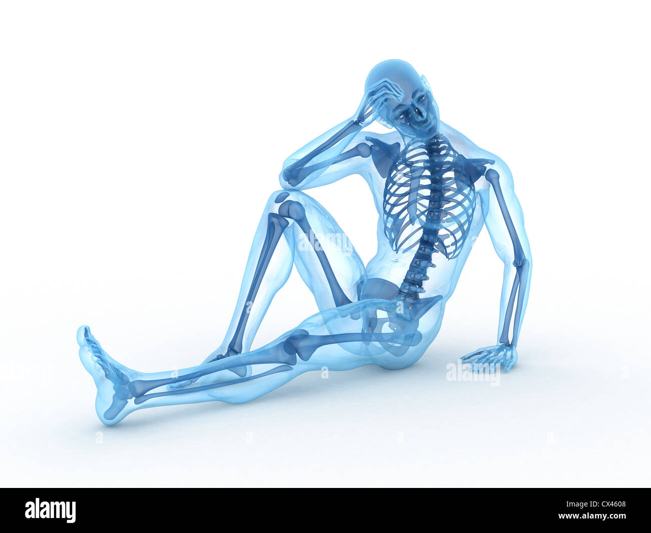 3d rendered illustration of a sitting male with visible bones Stock ...