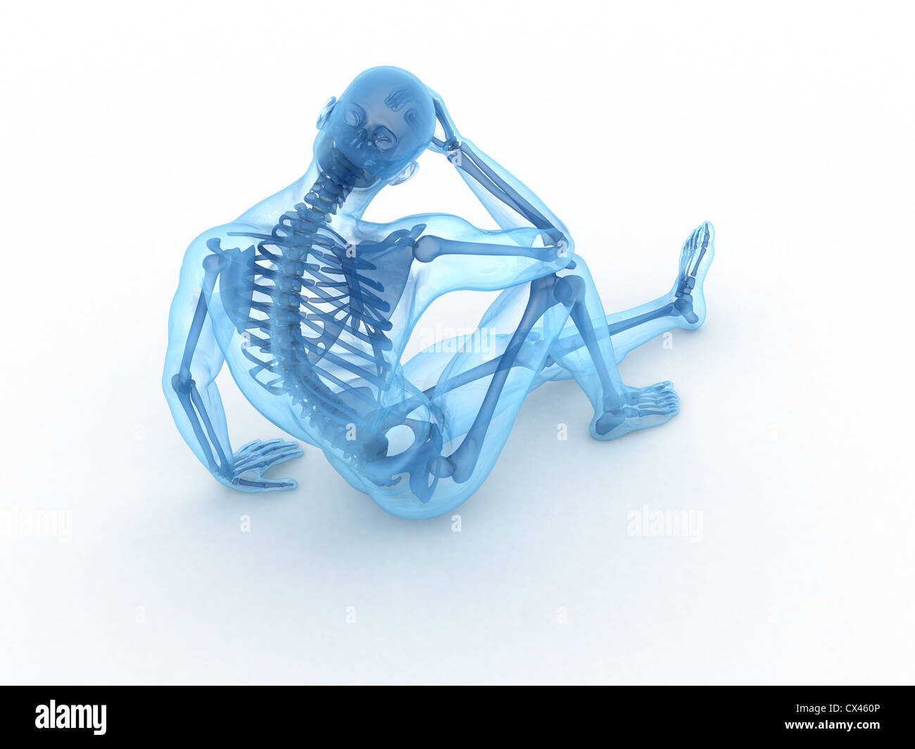 3d rendered illustration of a sitting male with visible bones Stock ...
