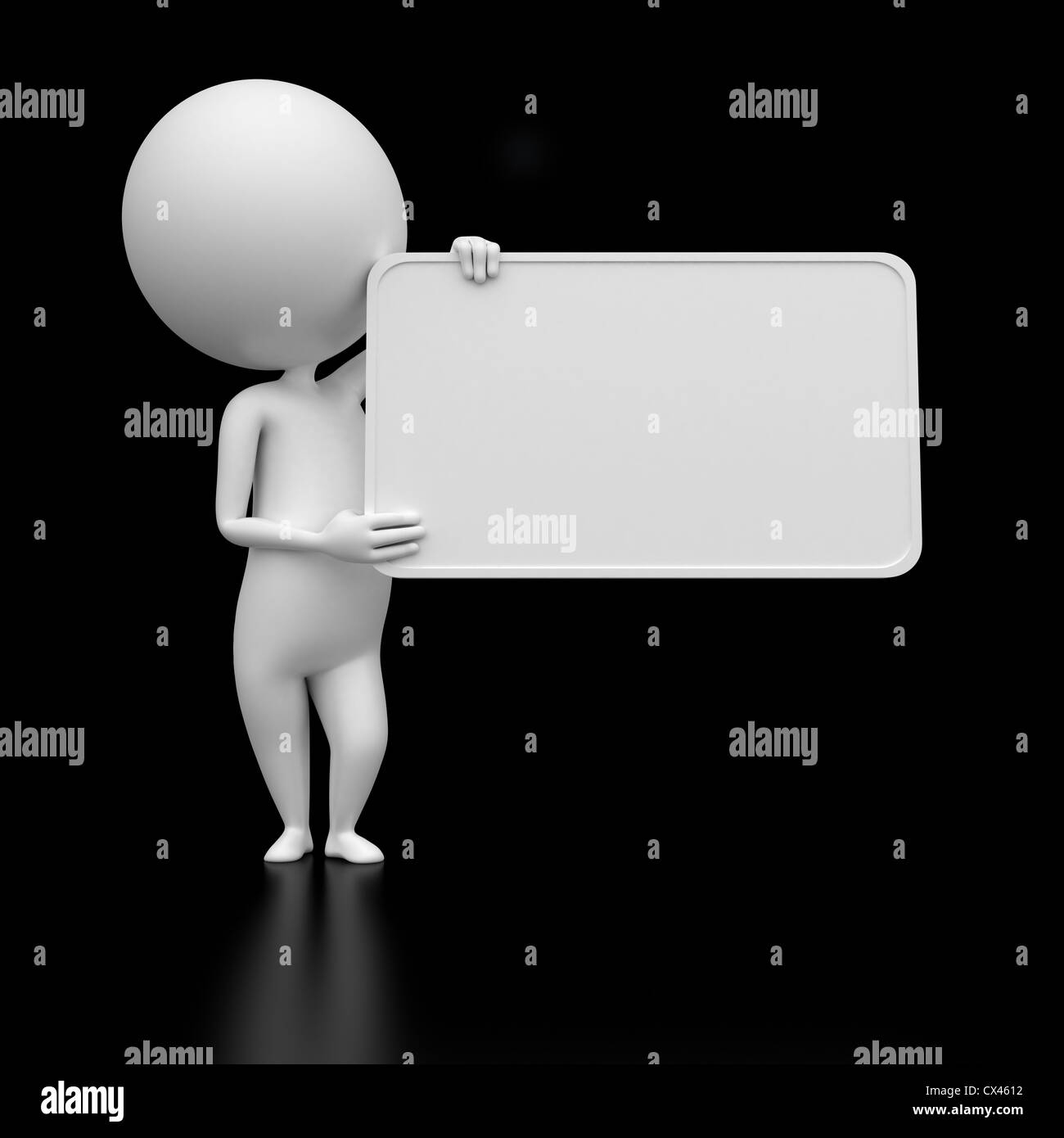 3d rendered illustration of a guy with a blank sign Stock Photo - Alamy