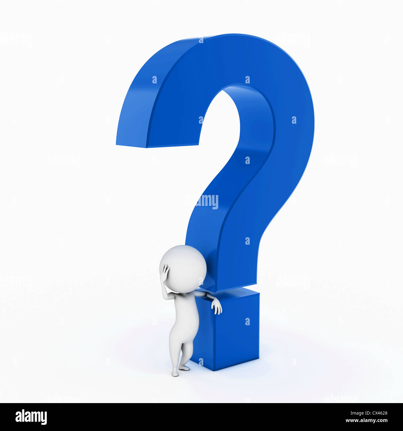 a 3d rendered illustration of a small guy and a question mark Stock ...