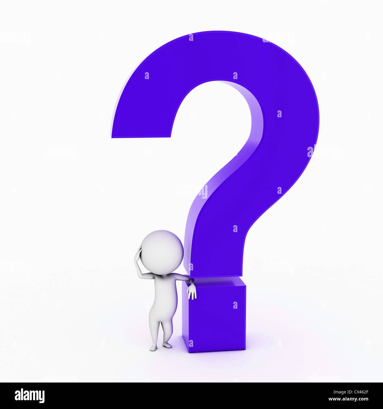 a 3d rendered illustration of a small guy and a question mark Stock ...