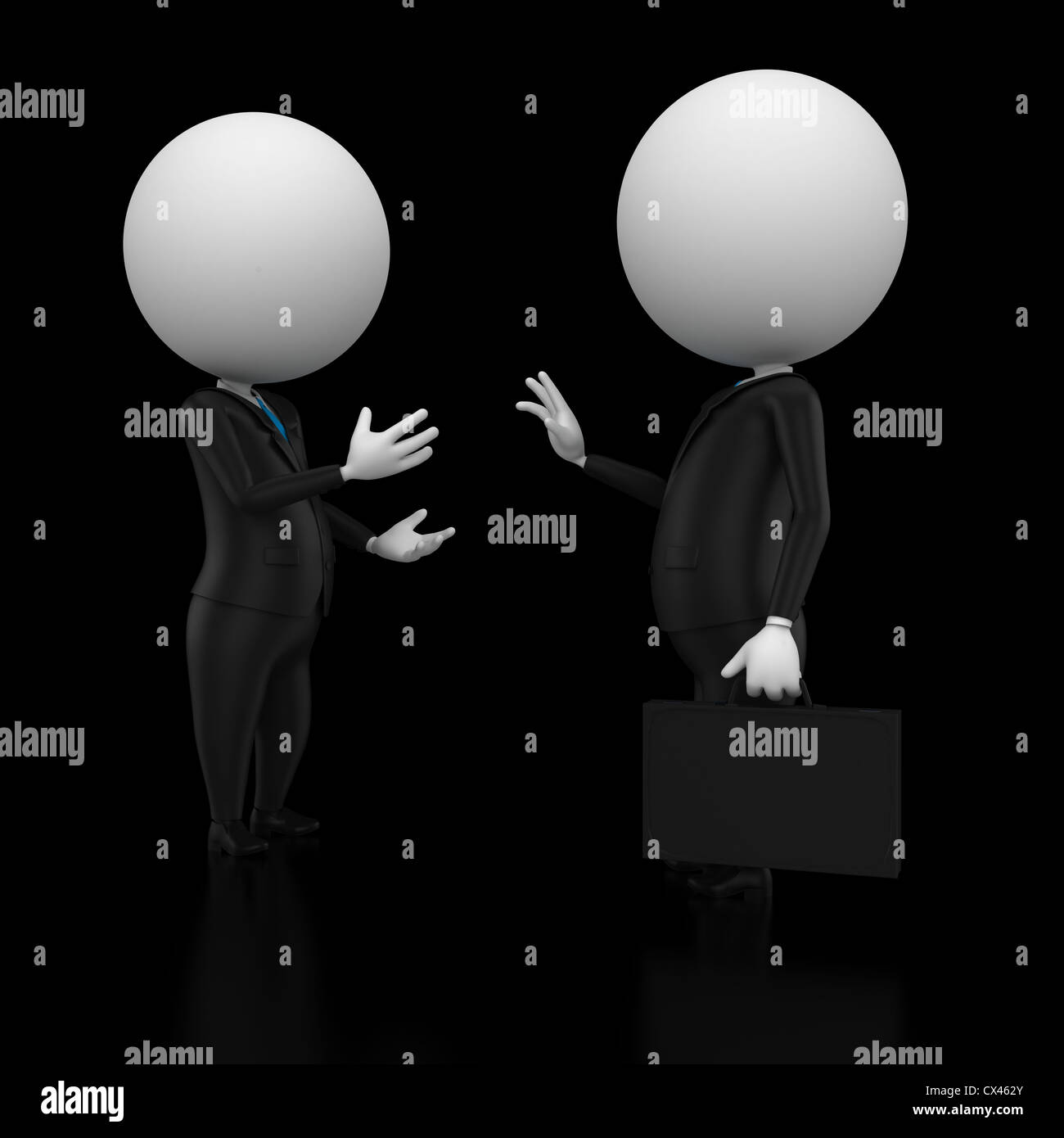 3d rendered illustration of two guys talking Stock Photo - Alamy