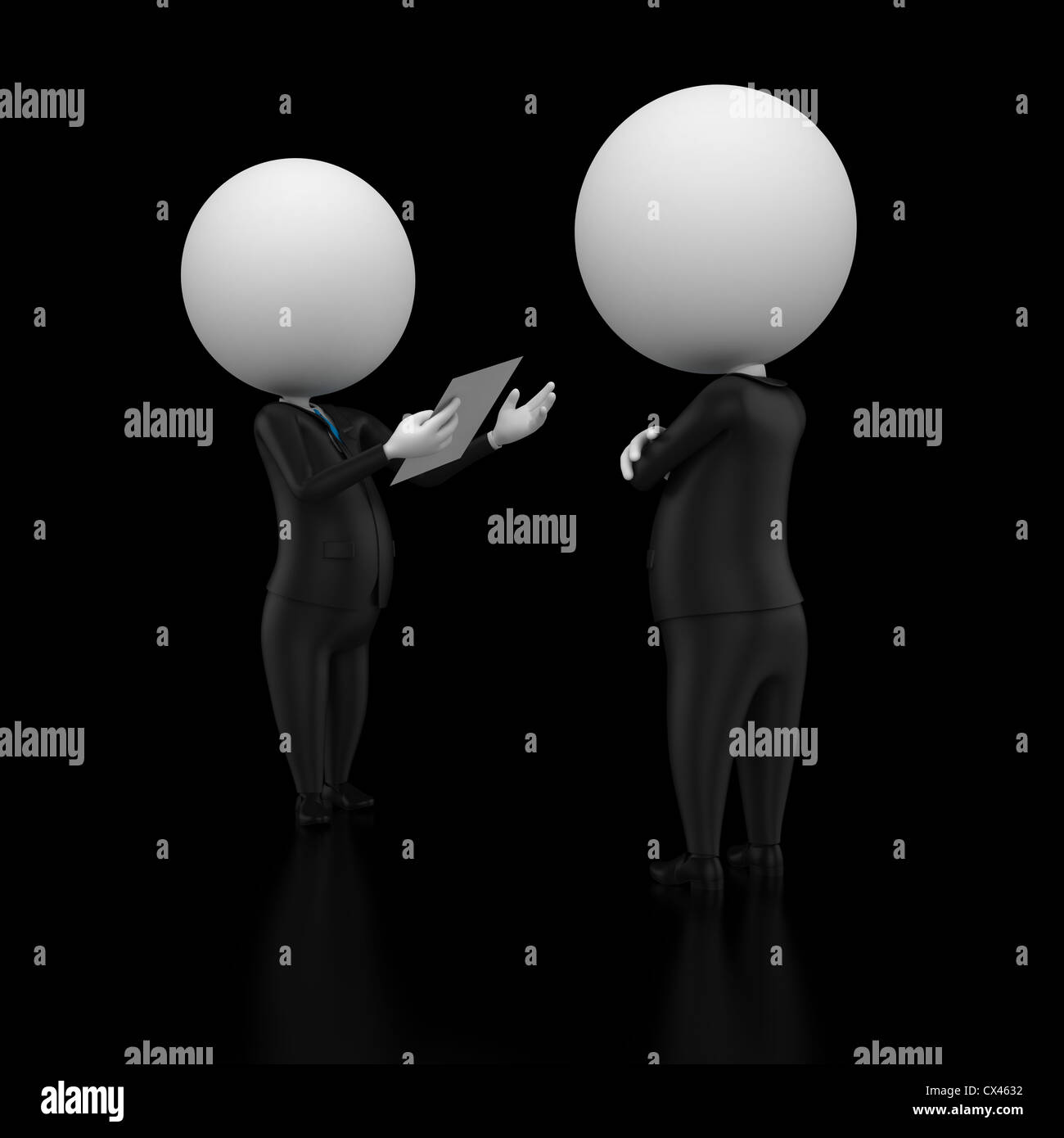 3d rendered illustration of two guys talking Stock Photo - Alamy