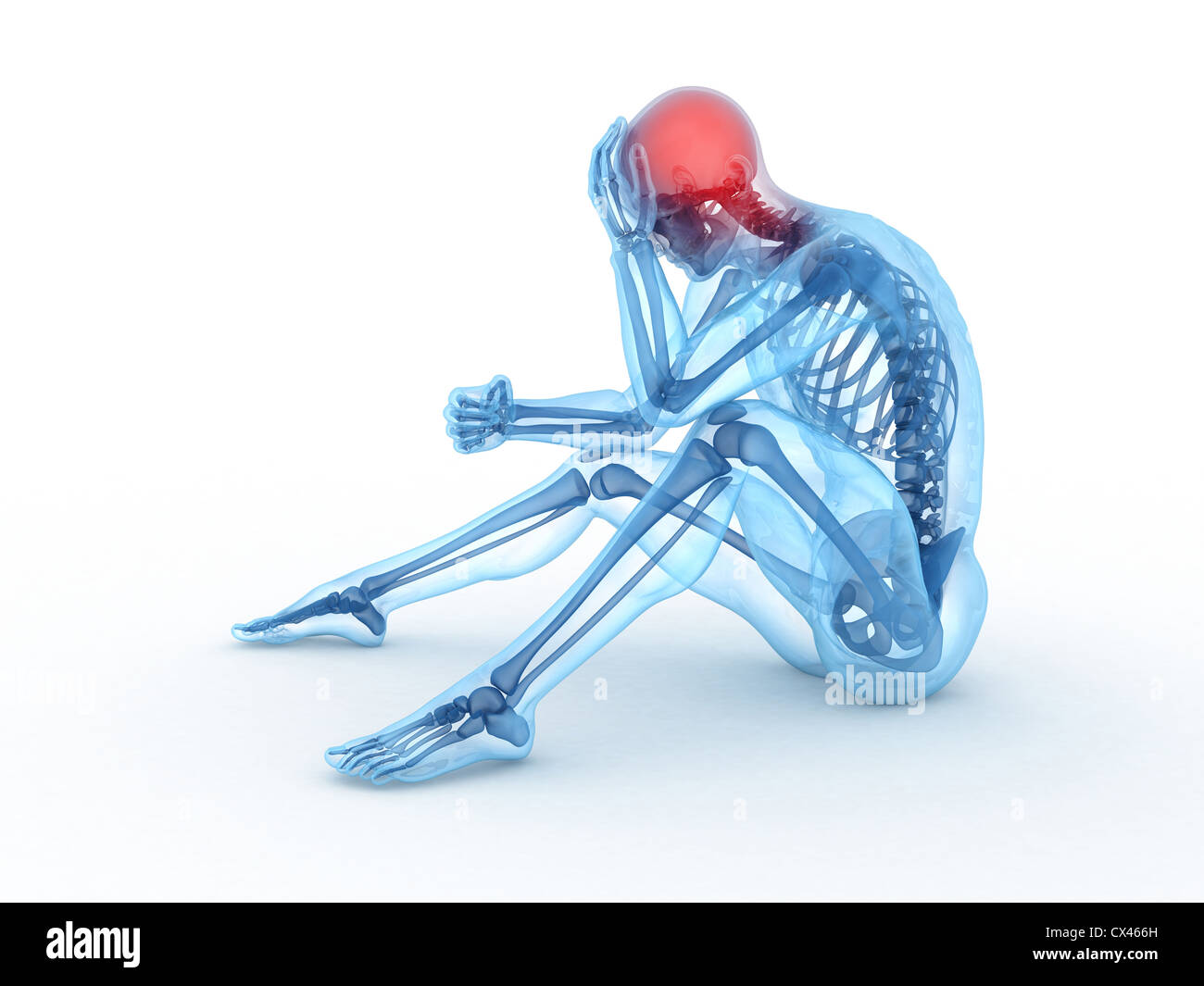 3d rendered medical illustration of a sitting male - headache Stock ...