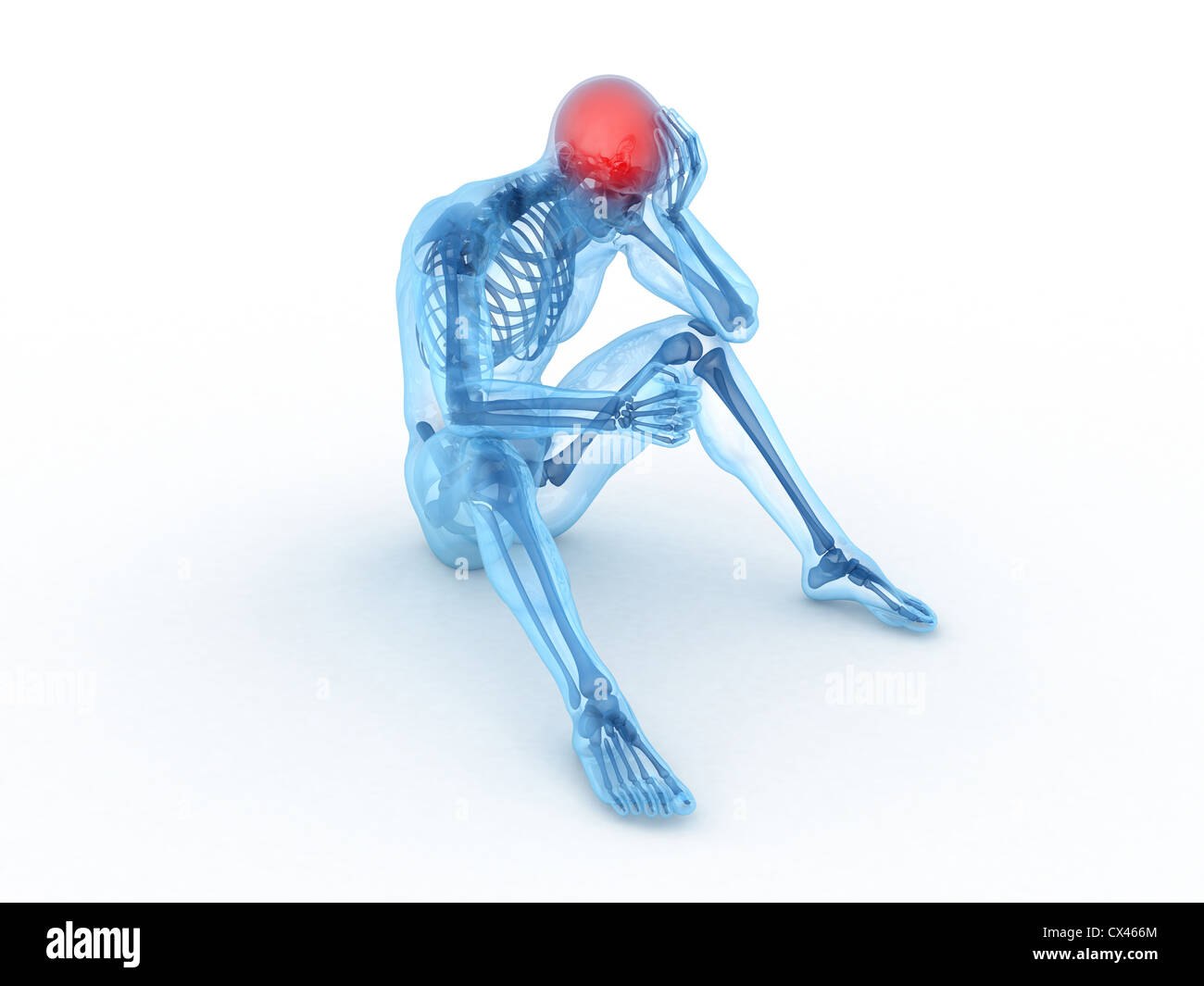 3d rendered medical illustration of a sitting male - headache Stock ...